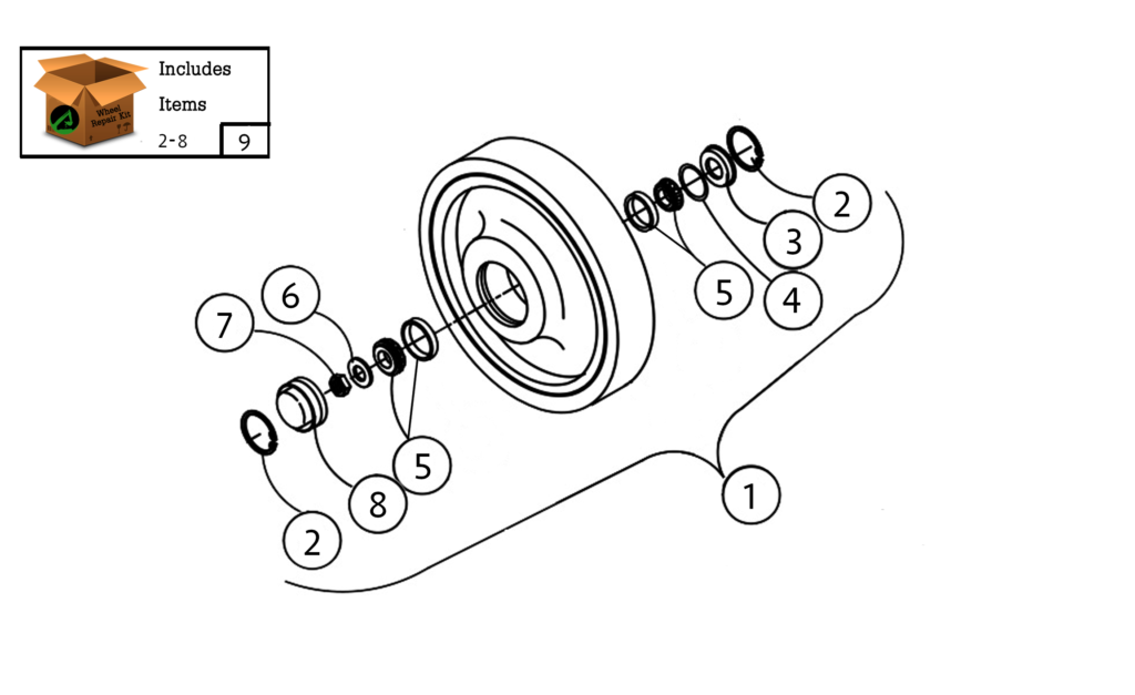 CAT 247B2 14" Front Idler Wheel Assembly Unearthed Parts